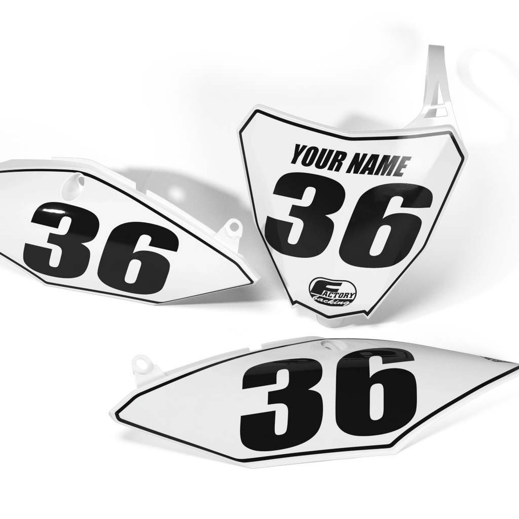 Factory Backing Pre Printed number decals black or white your & name